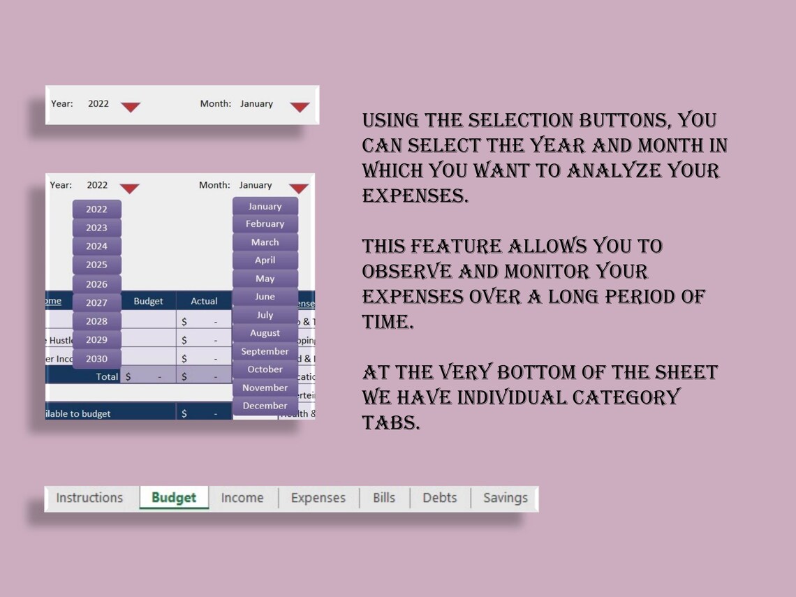Simple Smart Monthly Budget Spreadsheet Template for Excel, Budget ...
