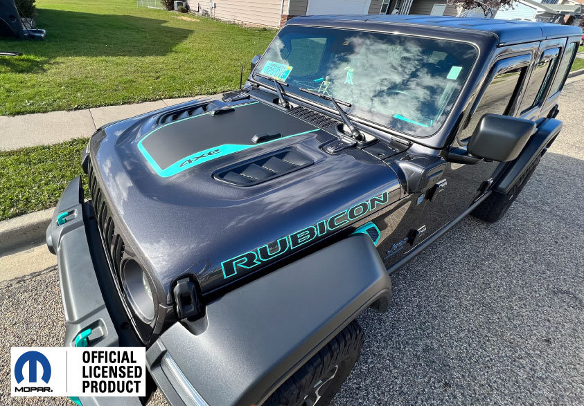 Fits 2021-2025 Jeep Rubicon 4XE Graphics Stickers Vinyl Hood Stripe ...