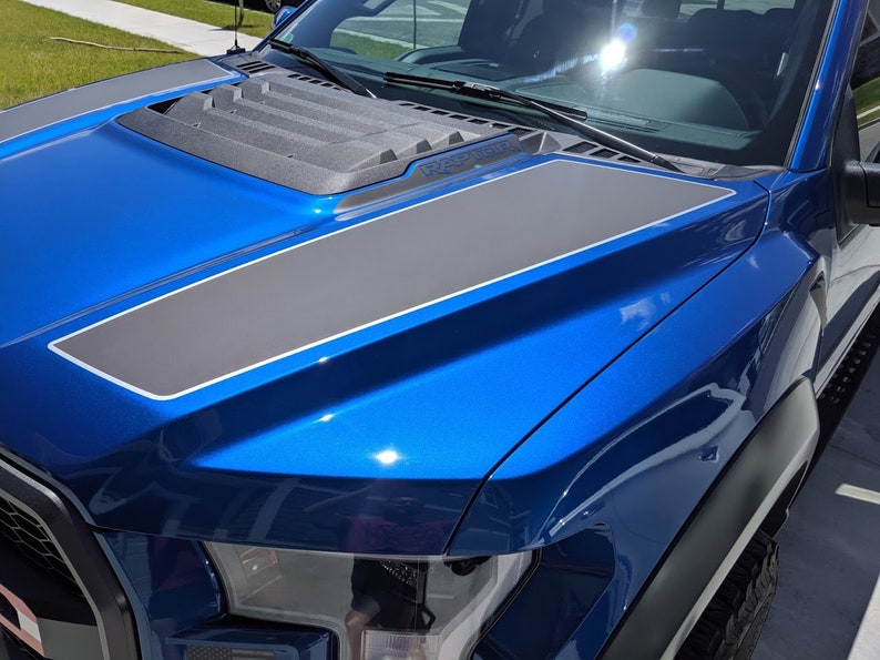 2017-2020 Ford Raptor Dual Hood Stripes W/ Pinstripes Vinyl Graphics ...