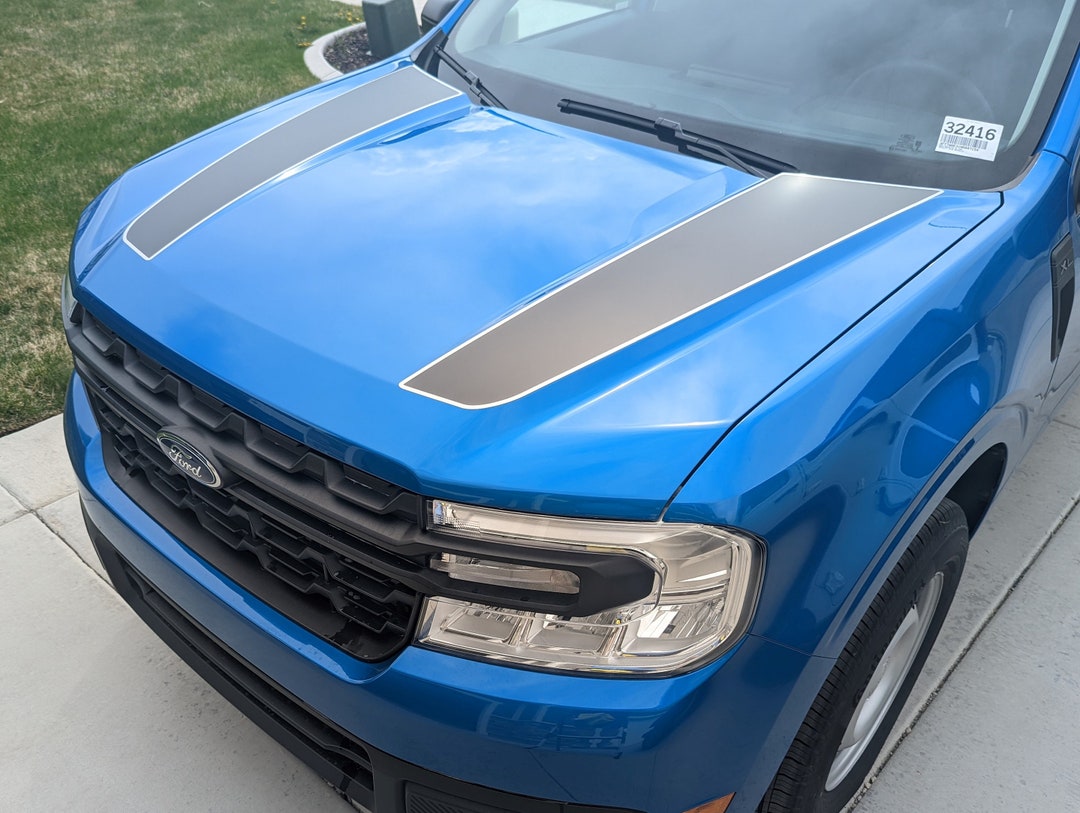 Fits 2022-2026 Ford Maverick - Dual Hood Stripe Decal W/ Pinstripe - Etsy