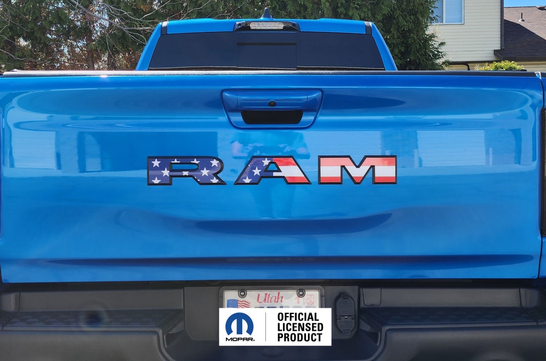 FITS 2021-2024 Ram TRX Tailgate American Flag Ram Emblem Overlay Decals ...