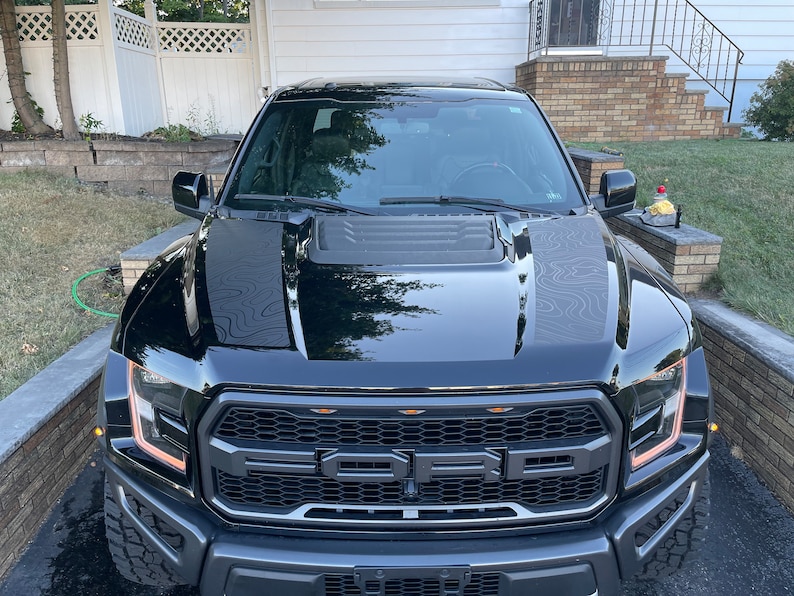 2017-2020 Ford Raptor Dual Hood Strips With Topographical Map Print - Etsy