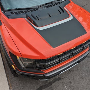 2021-2023 Ford Raptor Center Hood Stripes W/ Accent Color Vinyl ...