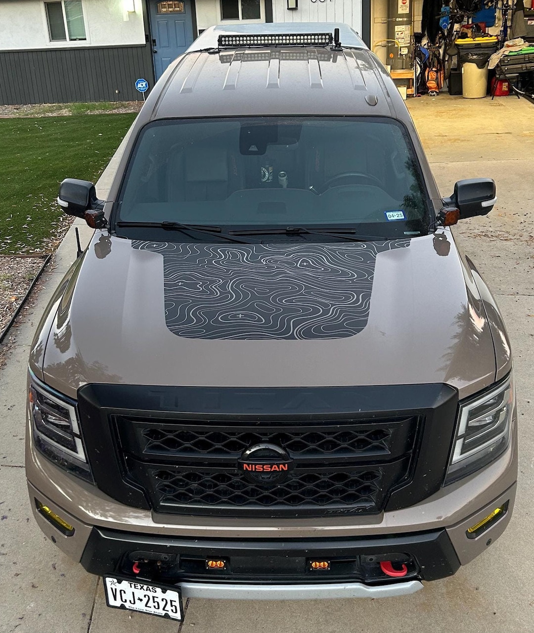 Topographical Hood Graphics Fit 2020-2022 Nissan Titan Pro 4X SV Vinyl ...