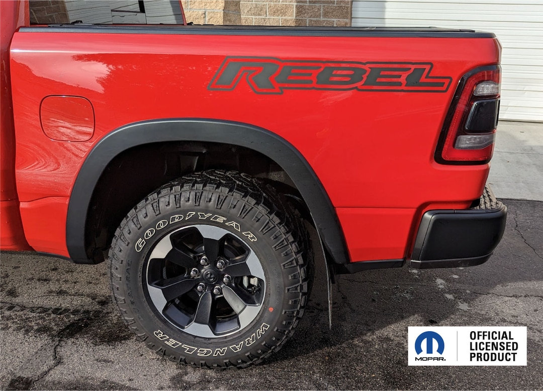 Fits 2019-2025 DODGE RAM REBEL Bed Graphics Text Vinyl Decals Stickers ...