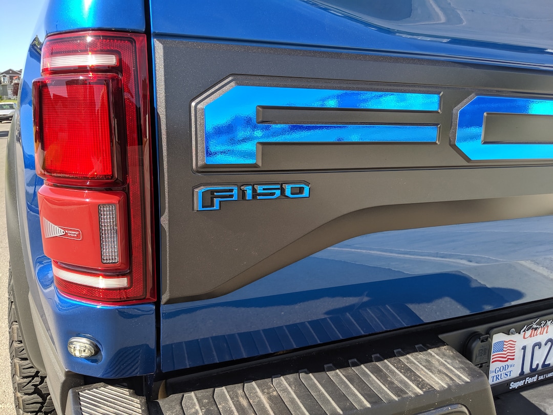 2017-2020 Ford Raptor F-150 Rear Emblem Overlay Decal - Colored Chrome ...