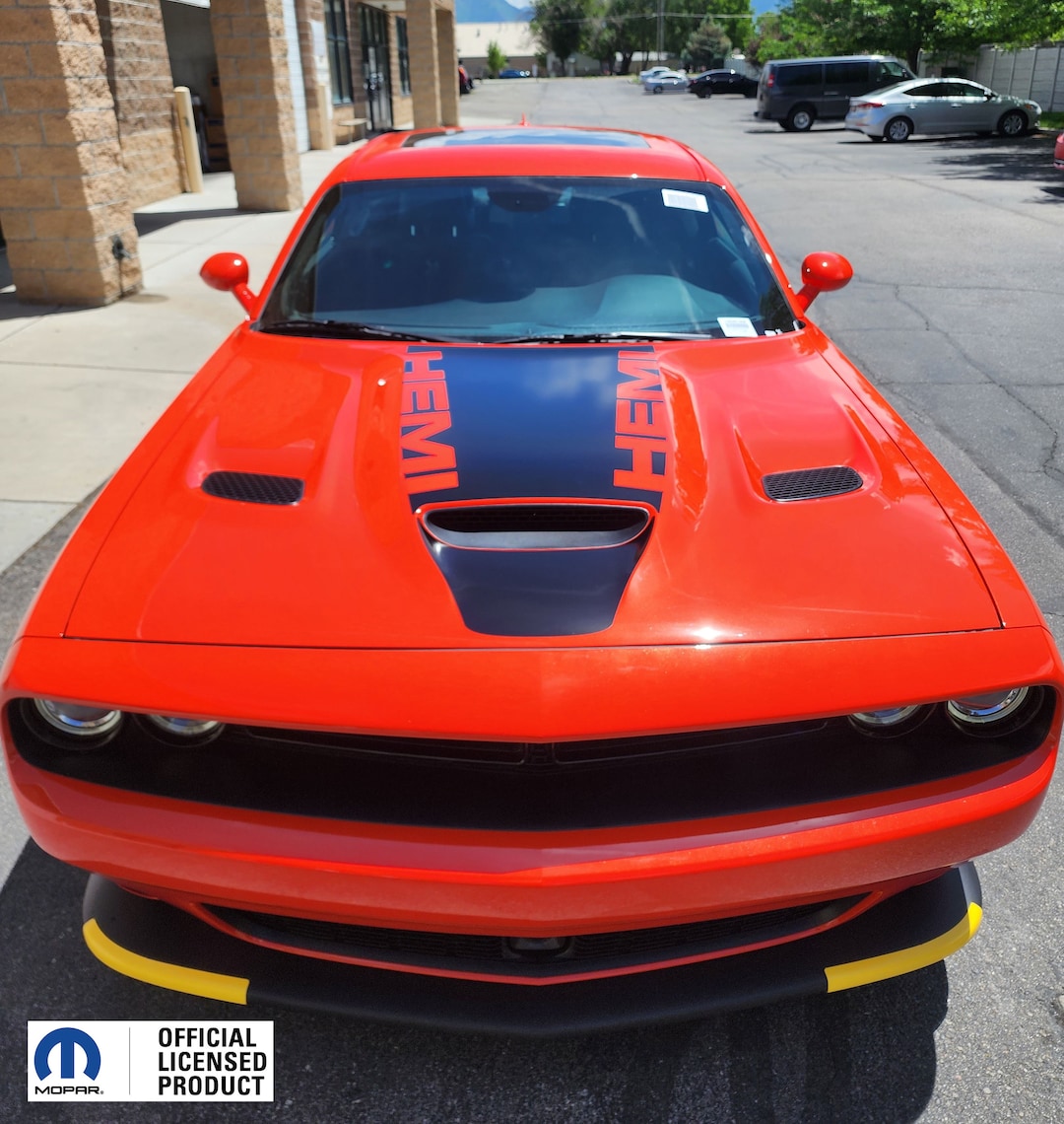 Fits 2019-2024 Dodge Challenger Hood Stripe Vinyl Decal Graphics Edge ...