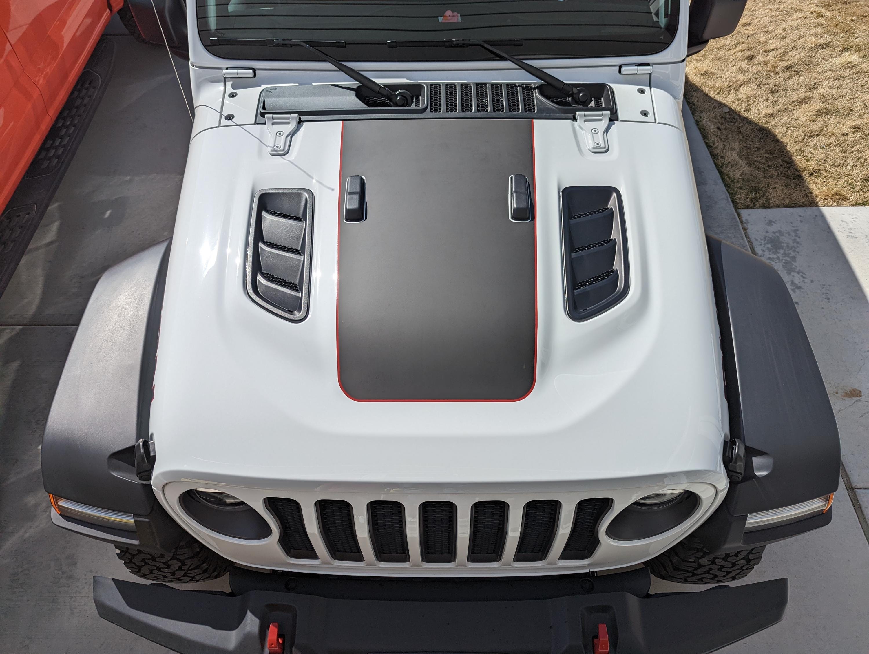 Fits 2018-2025 Jeep Wrangler Rubicon Vinyl Hood Stripe Graphics Sticker ...