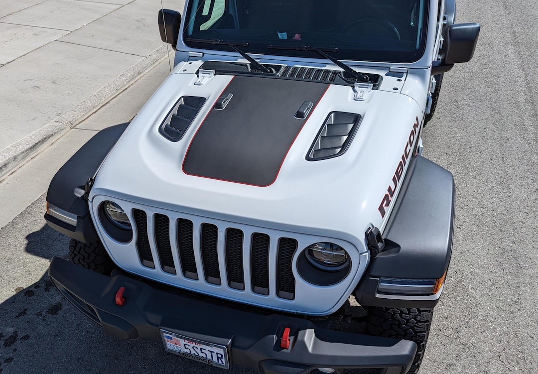 Fits 2018-2025 Jeep Wrangler Rubicon Vinyl Hood Stripe Graphics Sticker ...
