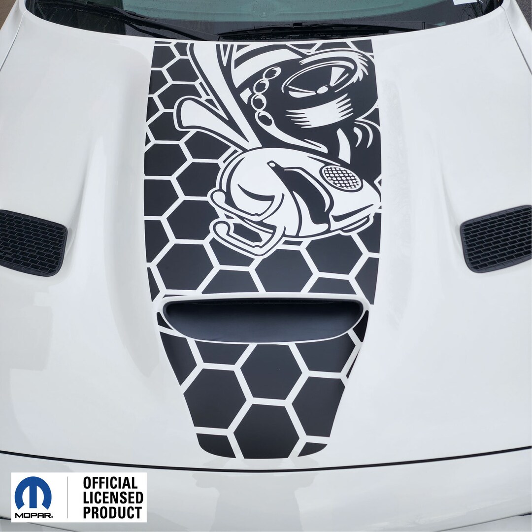 Fits 2019-2024 Dodge Challenger Hood Decal Angry Bee W Honey Graphics ...