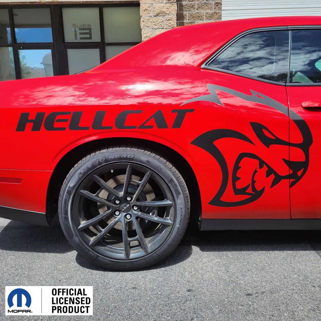 Fits 2019-2024 Dodge Challenger Side Hellcat W Hellcat Vinyl Sticker ...