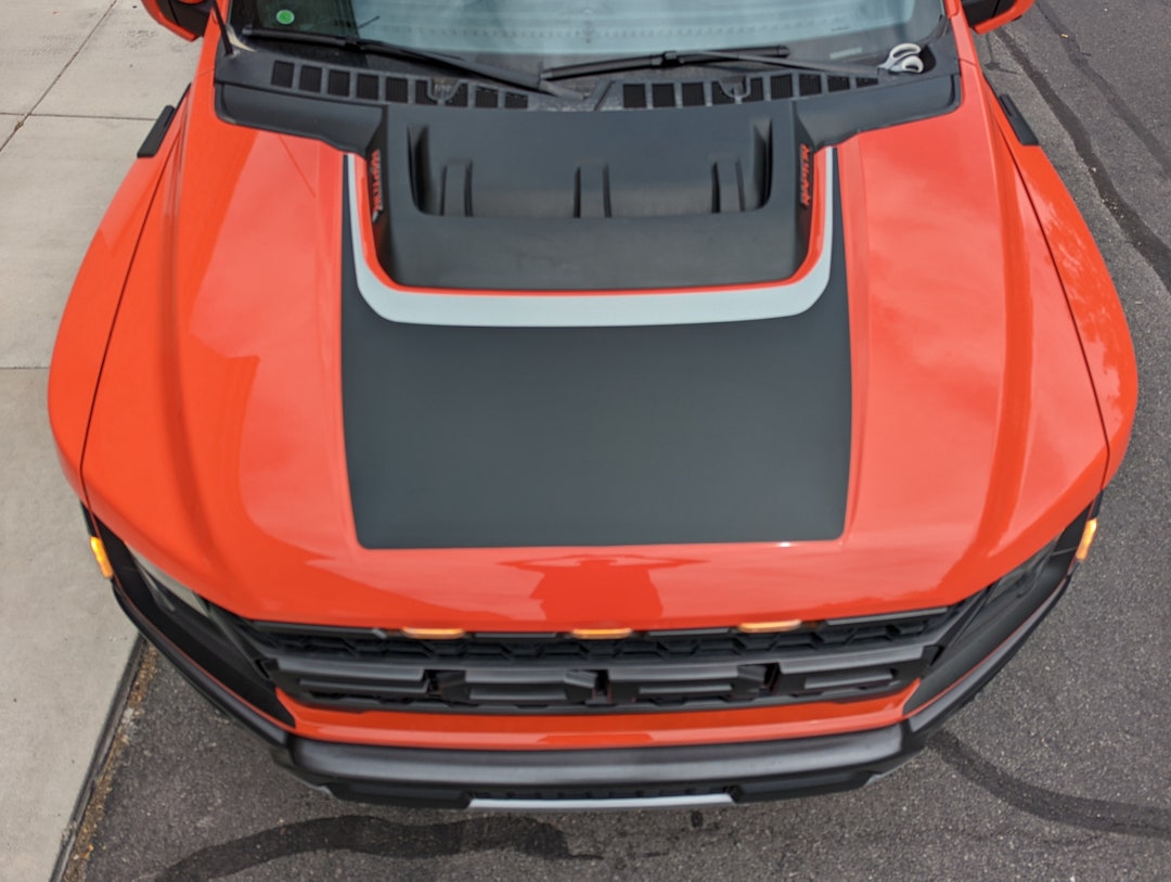 2021-2023 Ford Raptor Center Hood Stripes W/ Accent Color Vinyl ...