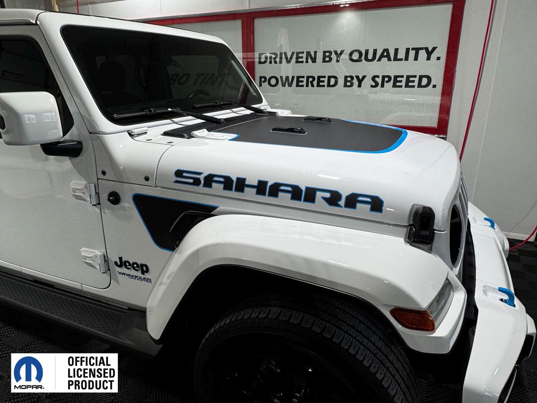 Fits 2018-2025 Jeep Wrangler Sahara Hood Letters Vinyl Graphics ...