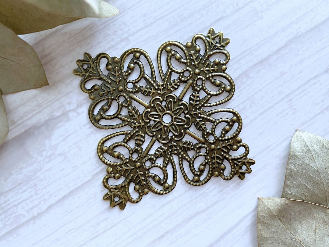 2pcs Square Filigree Stamping Vintage Jewelry Connector Links Mixed ...