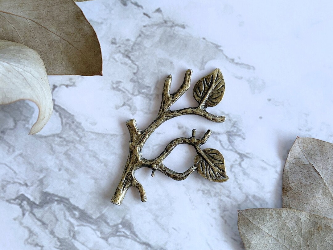 Vintage Bronze Twig With Leaves Metal Embellishment for Scrapbook Pages ...