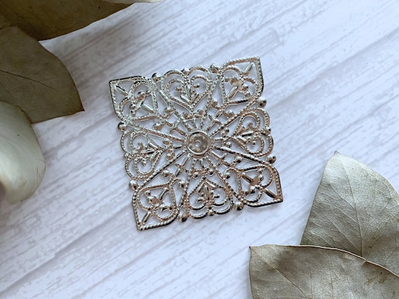 3pcs Square Filigree Stamping Antique Silver Geometric - Etsy