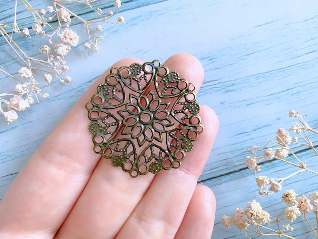4pcs Filigree Mandala Flower Findings Vintage Scrapbook Embellishment ...