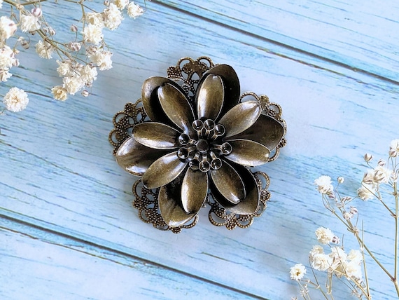 Antique Brass Filigree Flower Scrapbooking Metal Embellishment - Etsy
