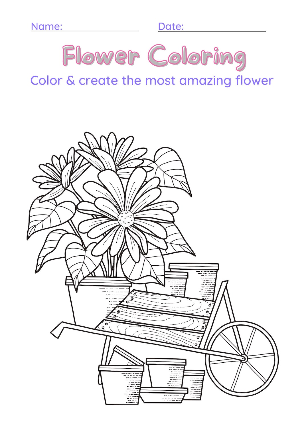 Flower Coloring Work Sheet for Kids| Kids Printable Coloring Pages| PDF ...