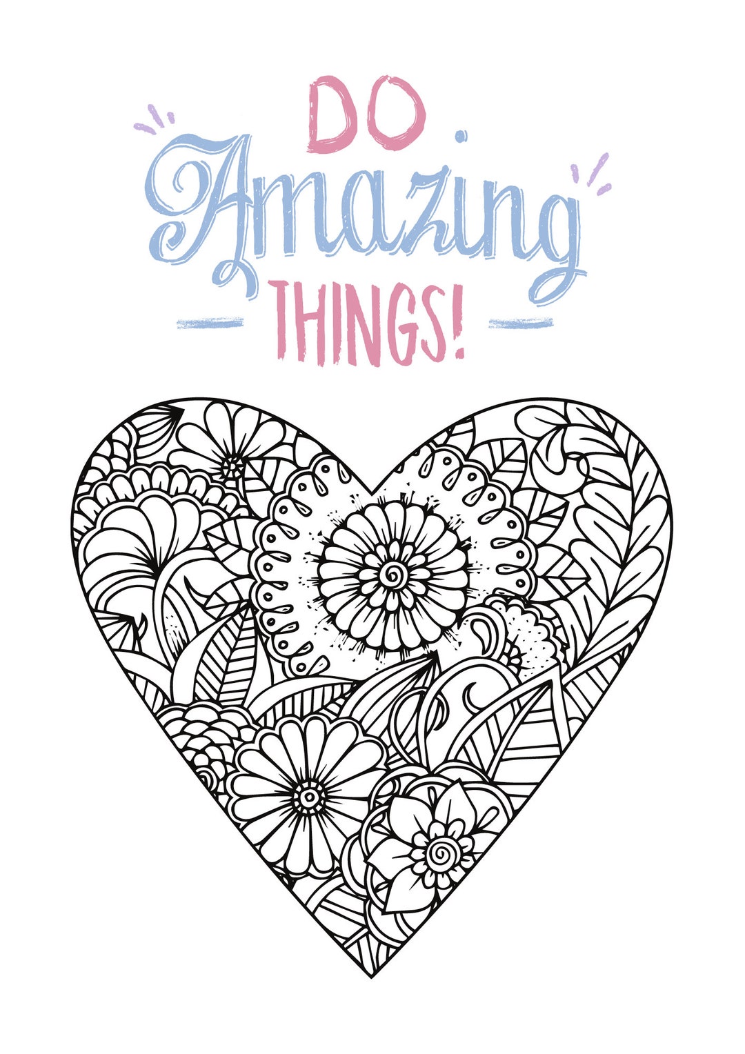 Positive Quote Heart Mandala Worksheet |printable Coloring Pages for ...