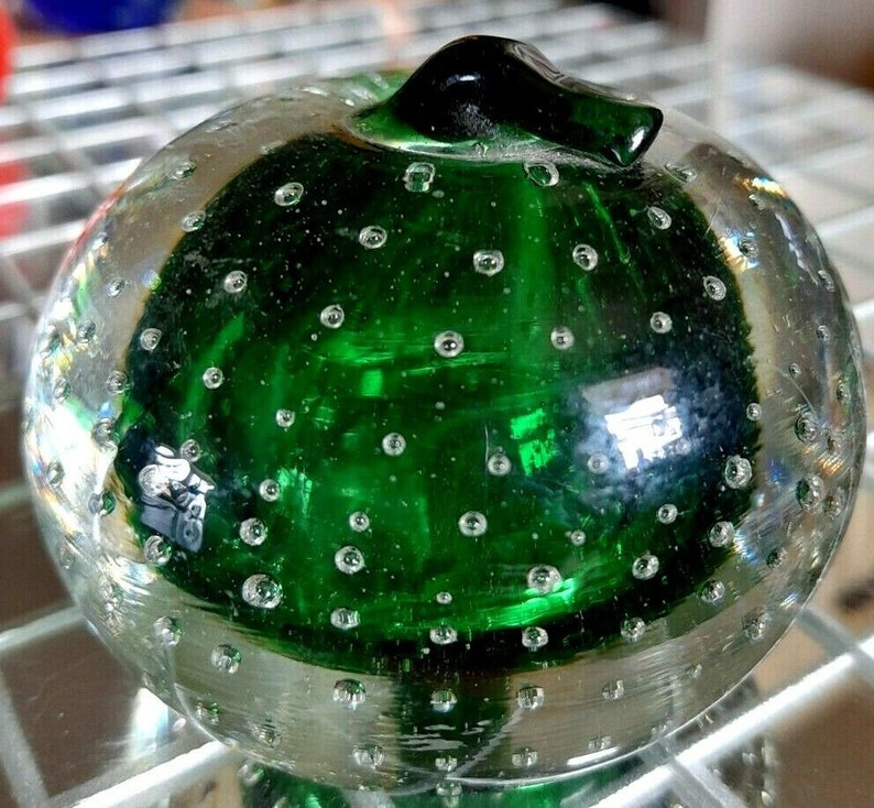 VTG Pumpkin Paperweight Green Art Glass 8cm 408gm VGC - Etsy