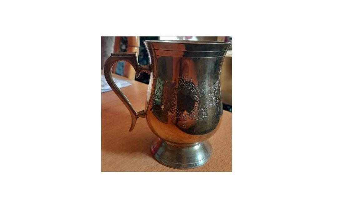 Vintage Brass1/2 Pint Tankard Footed Engraved VGC - Etsy