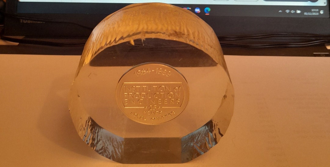 Vintage Acrylic Round Paperweight 8cm C 1989 Institute of Production ...