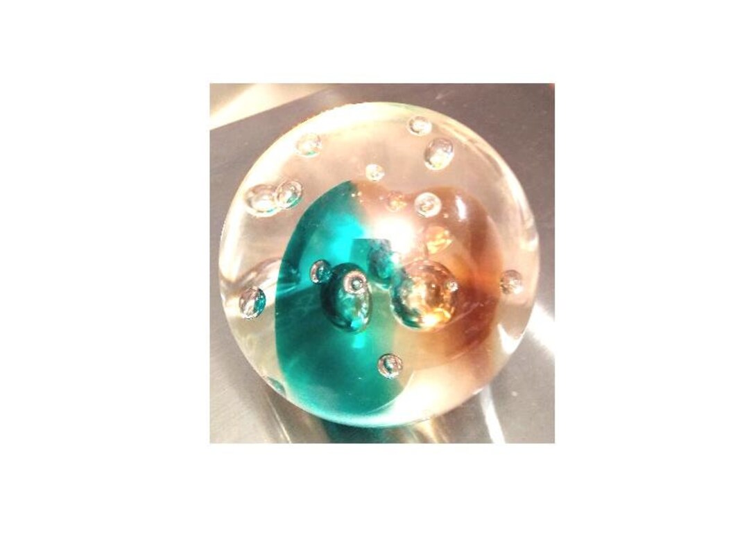 Caithness Gulf Stream Art Glass Paperweight Green & Yellow With ...