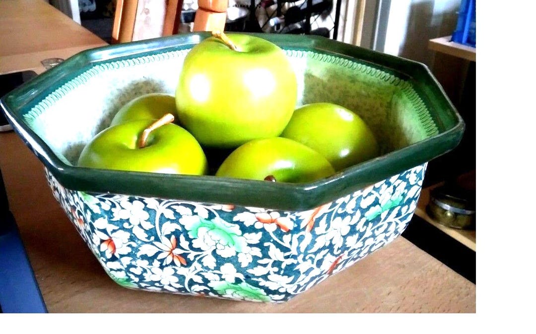 Large Octagonal Hand-painted Fruit Bowl Art Nouveau Royal Doulton Reg ...