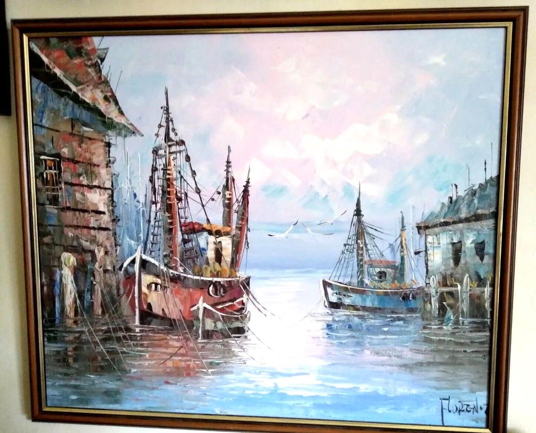 Pair Signed Nautical Oil-paintings on Canvas by Listed Artist Florence ...