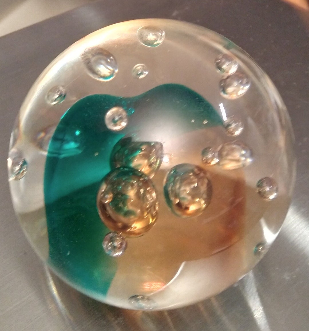 Caithness Gulf Stream Art Glass Paperweight Green & Yellow With ...