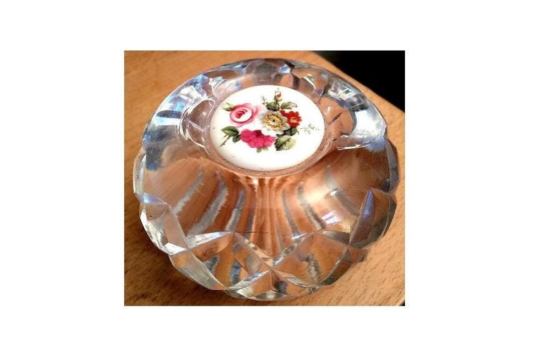 Stunning Vintage Lead Crystal Paperweight With Rose Tile and Starburst ...