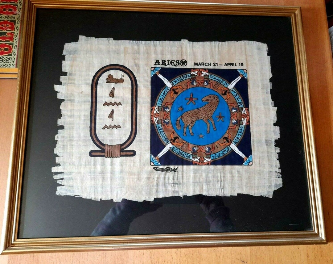 Egyptian Wall Art Papyrus aries Birth Sign 21/3 to - Etsy