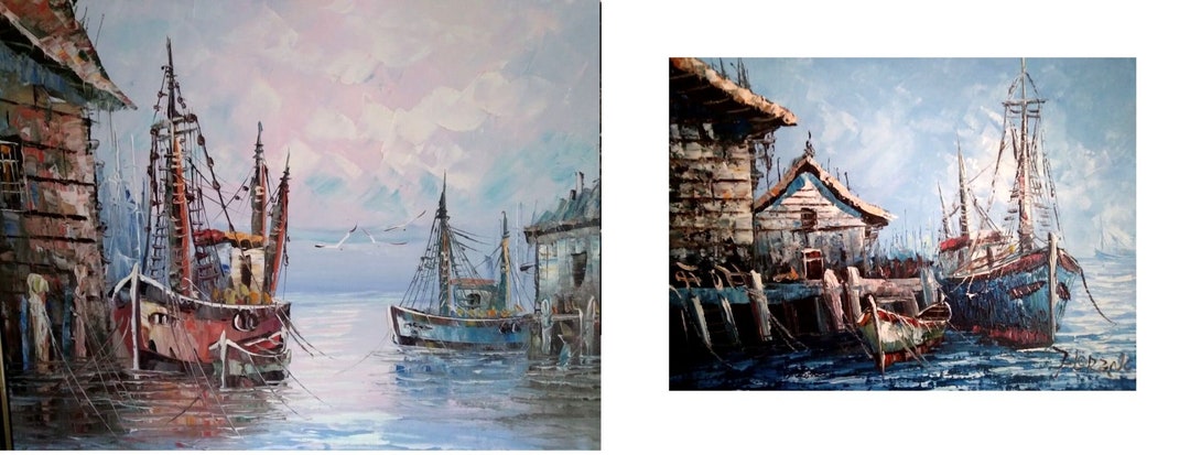 Pair Signed Nautical Oil-paintings on Canvas by Listed Artist Florence ...