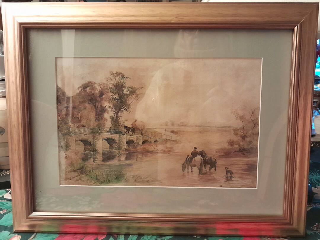 Signed Watercolour Landscape 49x37cm C1898 E Gerrard Professionally ...