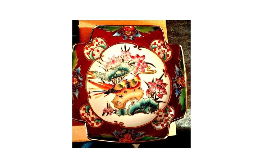 Decorative Gilded Fruit Bowl Oriental Moriage 9 1/2" Birds/flora Famile ...