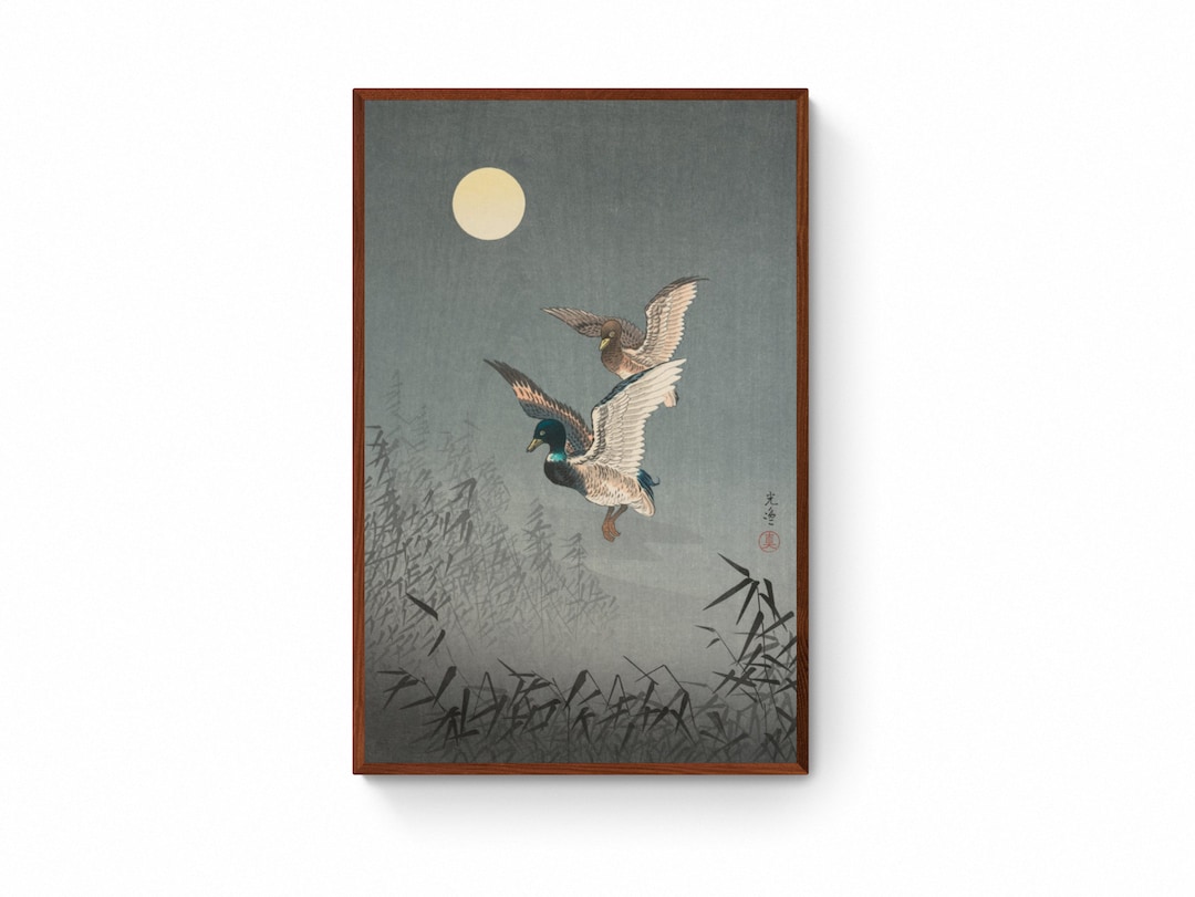 Japanese Art Print - Ducks and Full Moon by Tsuchiya Koitsu, Japanese ...