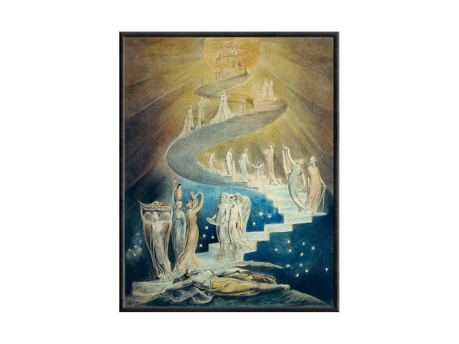 Jacob's Ladder by William Blake, Llustration of the Bible Canvas Art ...