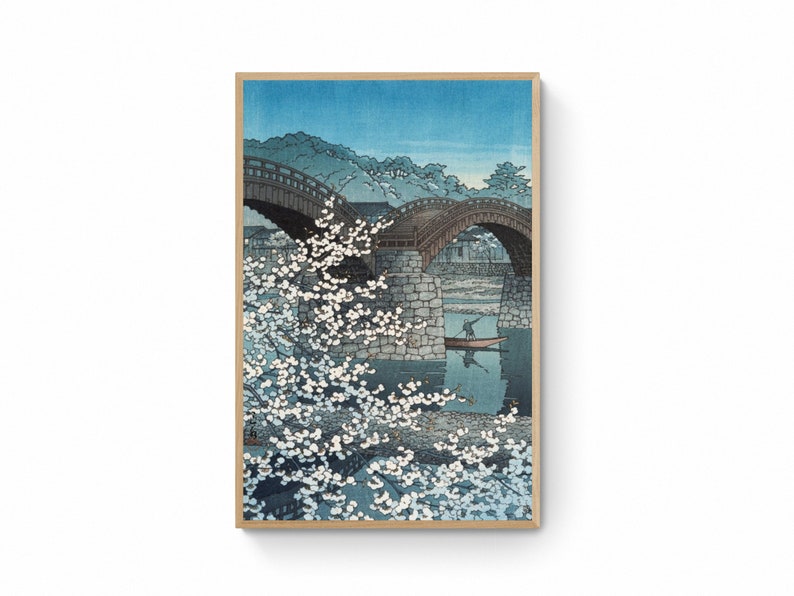 Japanese Art Print - Spring Evening at the Kintai Bridge by Kawase ...
