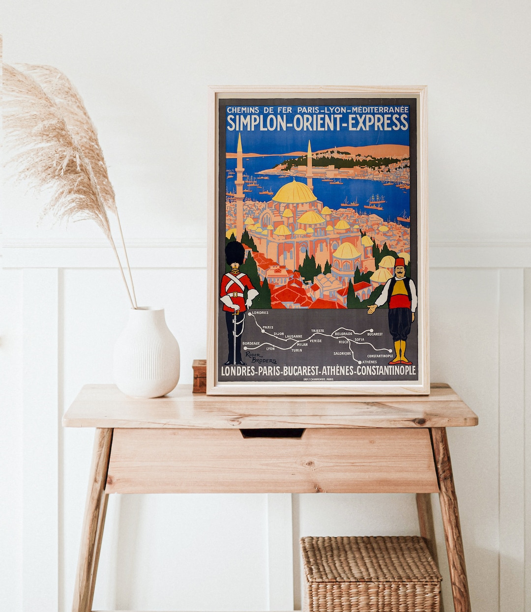 Antique 1920s Travel Oriental Express Train Illustration Poster Canvas ...