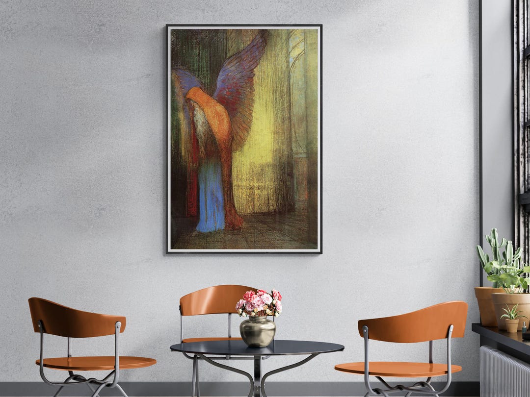 Winged Old Man With a Long White Beard by Odilon Redon Canvas Print ...