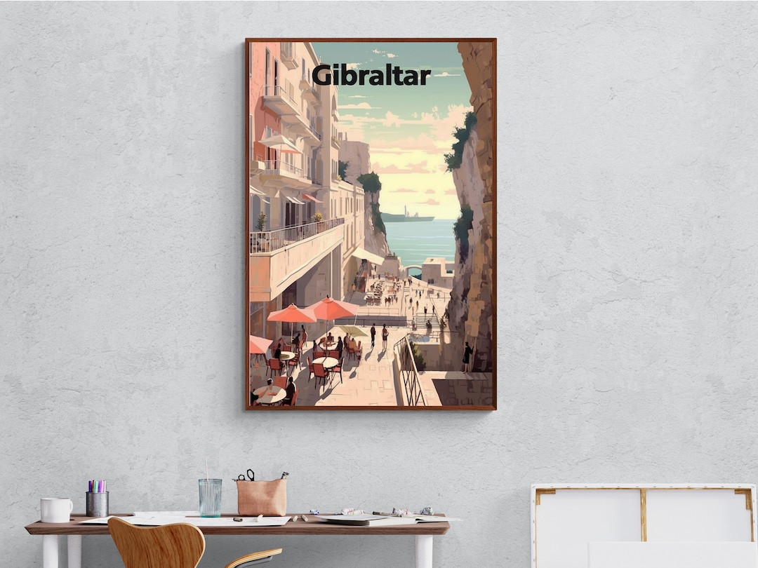 Gibraltar Retro Reise Poster Leinwand Kunstdruck, Europa Reiseplakat ...