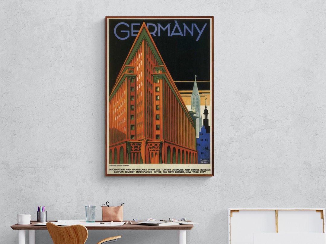 Antique Vintage 1920s Travel Poster of the Chilehaus (hamburg) by Willy ...