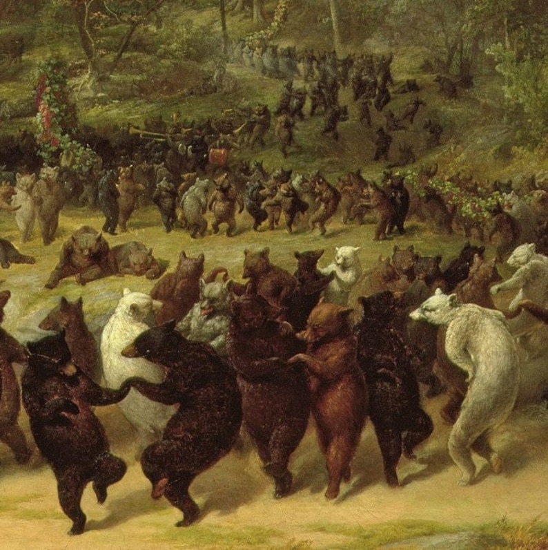 The Bear Dance Painting by William Holbrook Beard Canvas Print, Bears ...