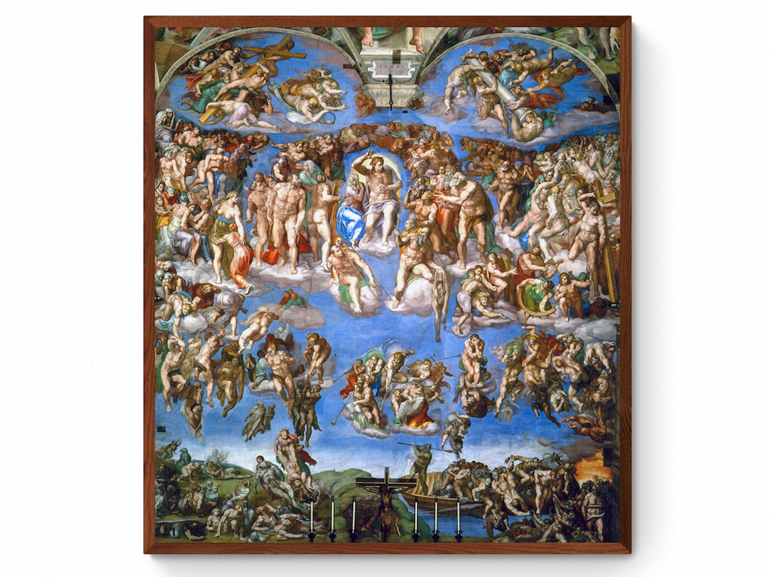 The Last Judgment by Michelangelo Buonarroti Canvas Art Print, Famous Heaven Painting ...