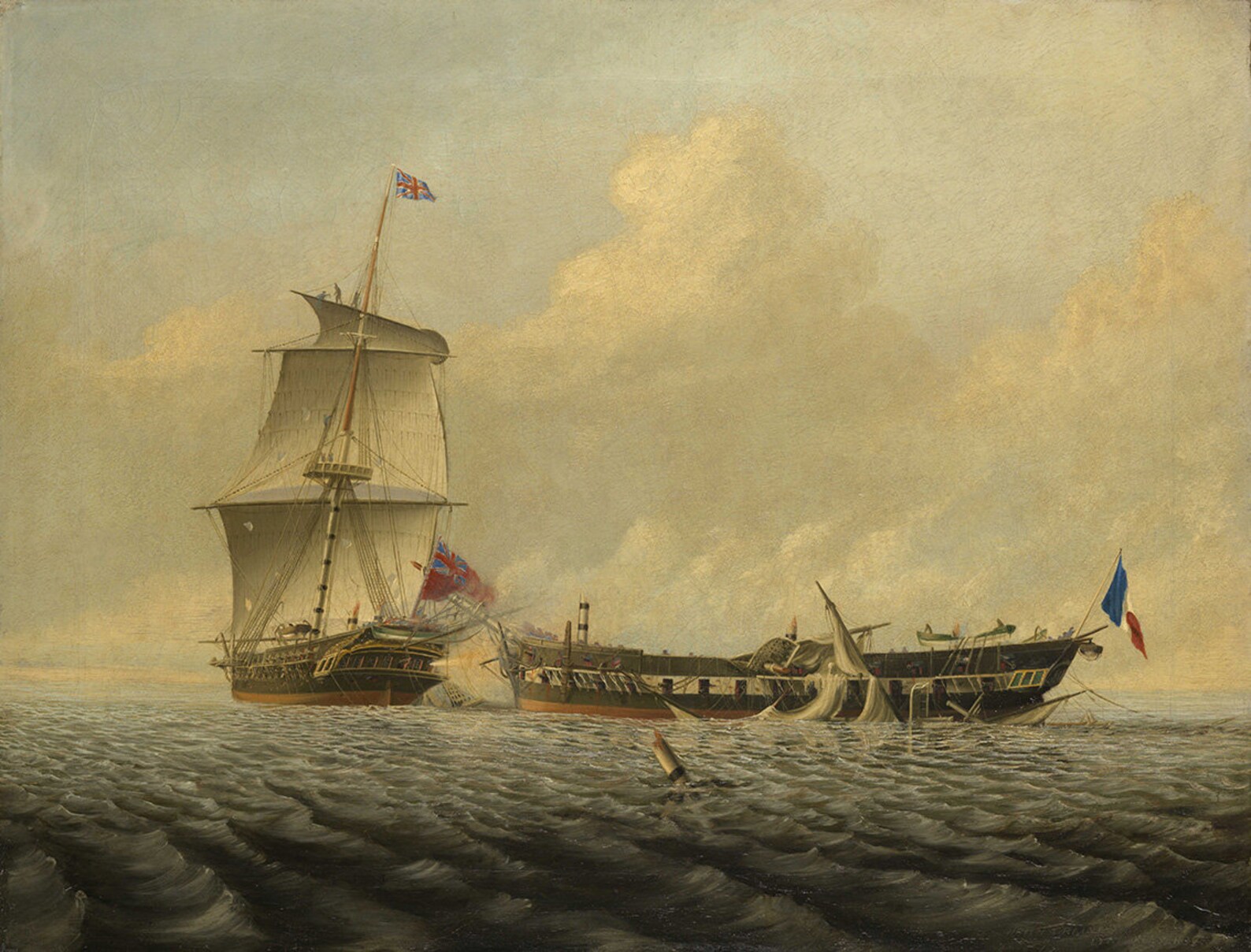 Action Between HMS 'blanche' and the 'pique' Painting by Thomas Baines ...