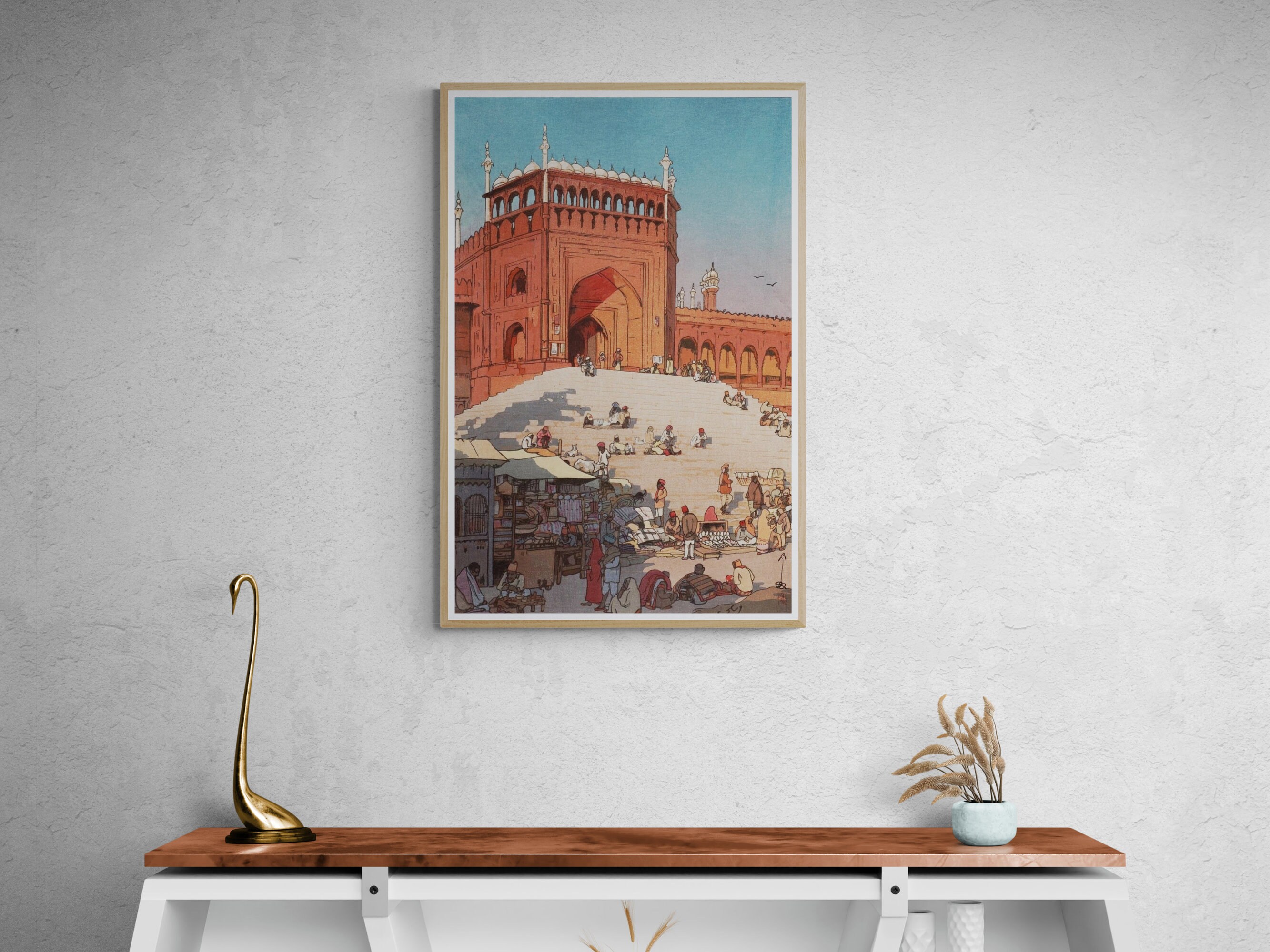 Japanese Art Print - Jami Masjid, Delhi Japanese Woodblock Painting ...