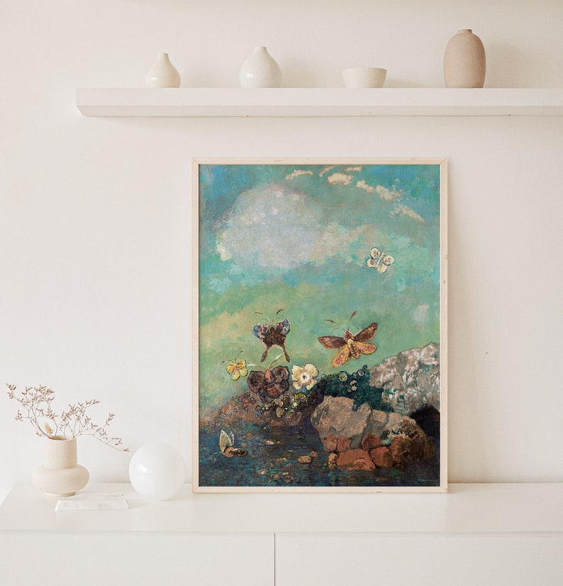 Butterfly by Odilon Redon Fine Canvas Print Reproduction Canvas Print ...