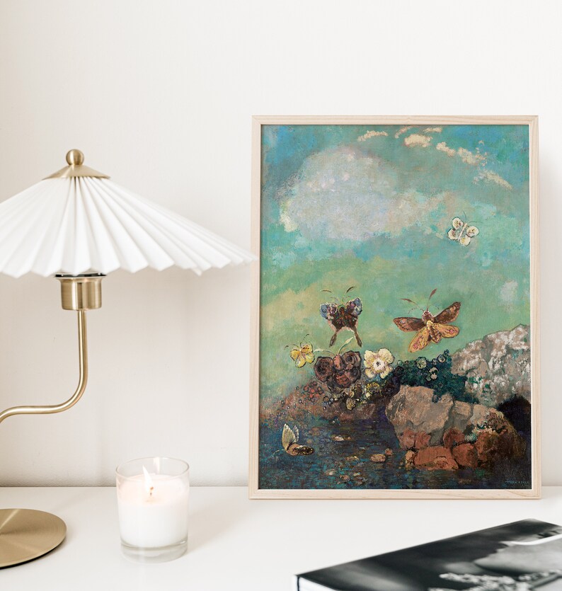 Butterfly by Odilon Redon Fine Canvas Print Reproduction Canvas Print ...