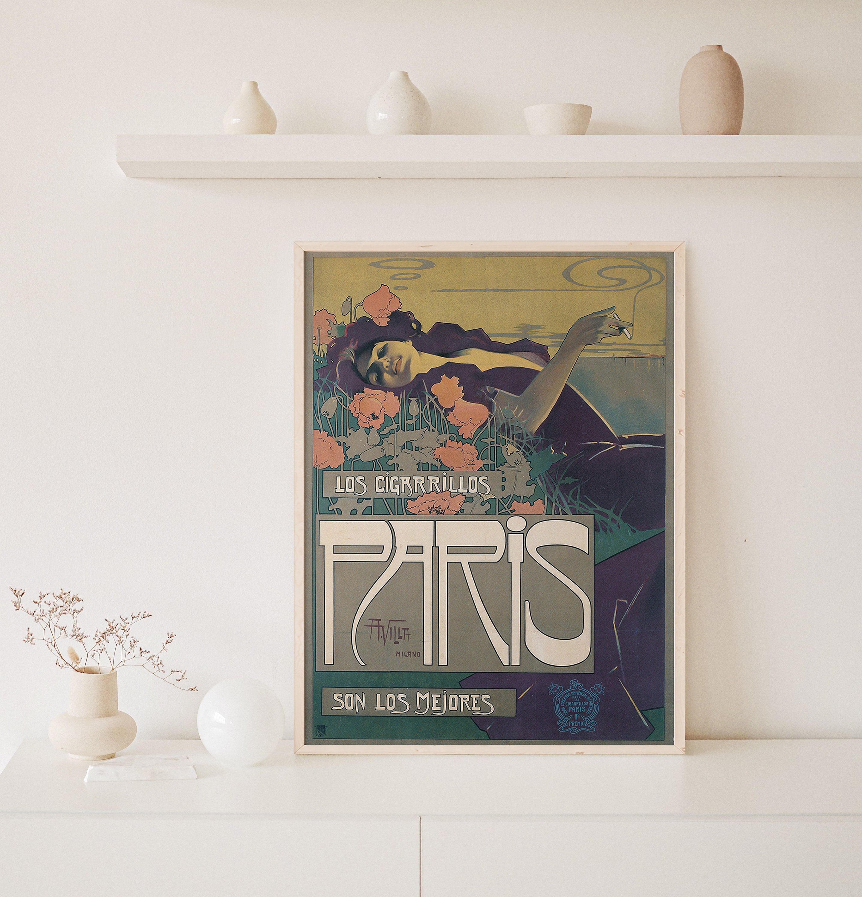 Antique Vintage 1920s Color Lithography Poster Aleardo Villa ...